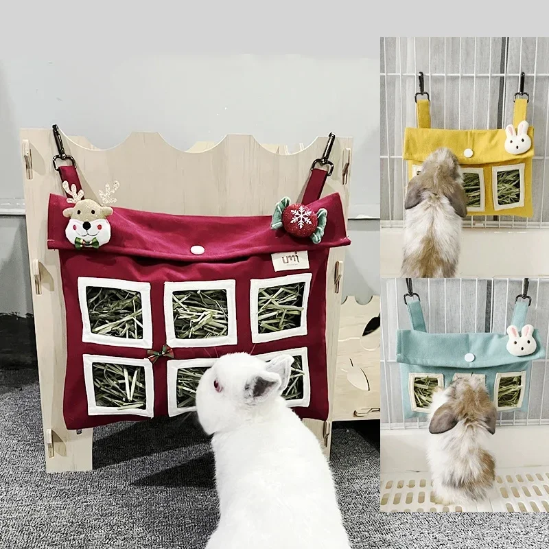 Rabbit-Hay-Feeder-Bunny-Hay-Bag-Feeder-Storage-Bag-Cotton-Canvas-Fabric ...