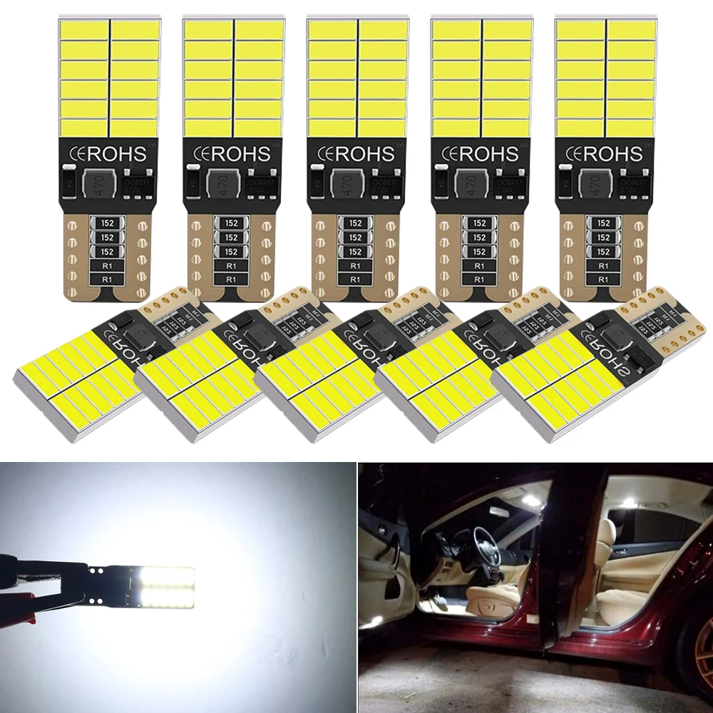 2-4-10-PCS-T10-W5W-LED-Bulbs-Canbus-12V-24V-24SMD-7000K-Super-Bright ...
