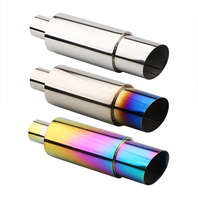 1PCS-304-stainless-steel-2-Inlet-Chorm-Neon-Blue-Exhaust-Tips-Muffler ...