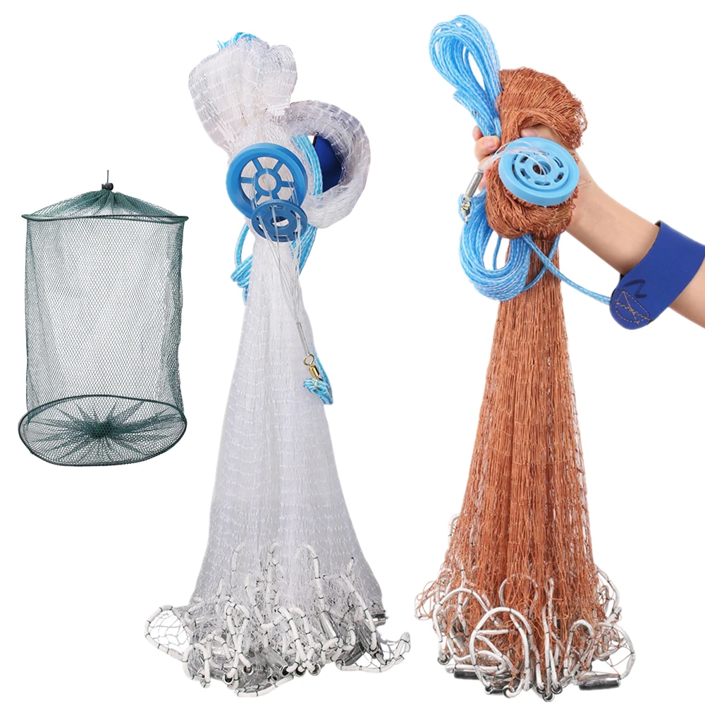 2-4M-3-6M-4-8M-Fishing-Net-USA-Style-Cast-Network-With-sinker-and ...