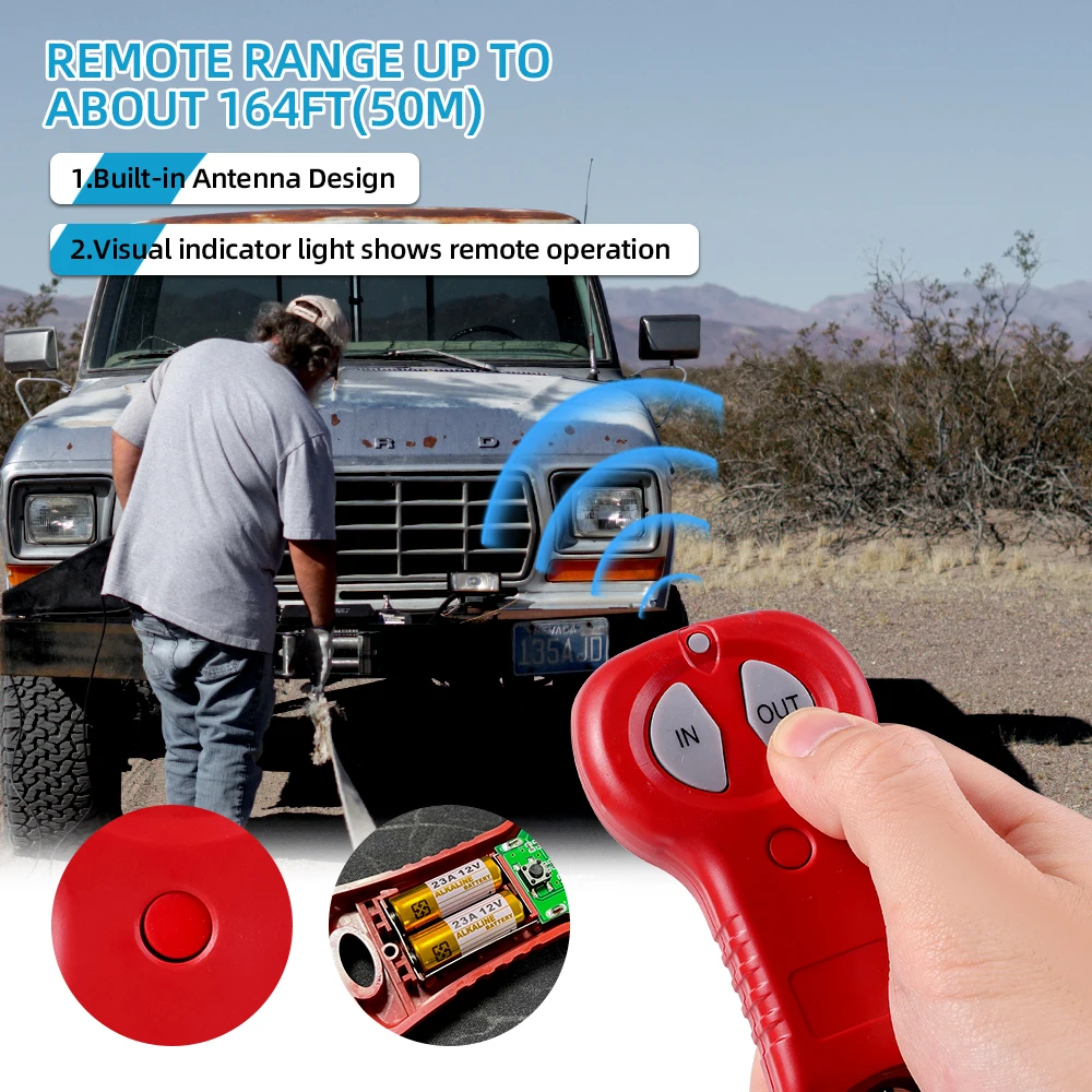 12V-24V-50ft-Wireless-Winch-Remote-Control-Set-Kit-With-Key-Fob-For ...