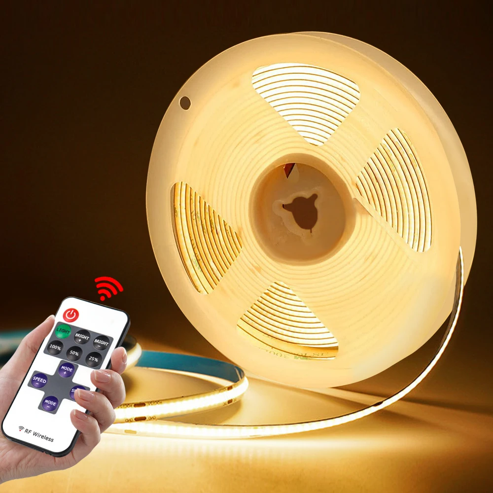 Bande-lumineuse-LED-COB-intensit-variable-avec-t-l-commande-RF-gradateur-pour-clairage ...
