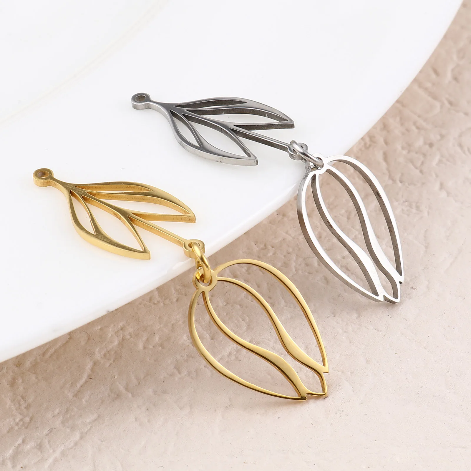 10-20-50-100pcs-Stainless-Steel-Flower-Pendants-Hollow-Charms-Jewelry-Making-Women-Dangle ...