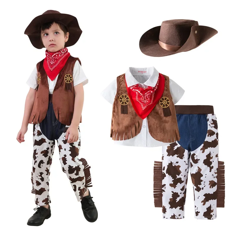 Western Cowboy Costume Play Costume Baby Suit 4-Piece Hat + Bandana ...