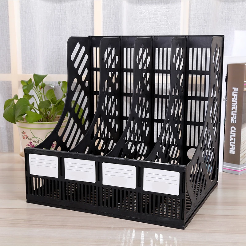 Office-Supplies-File-Rack-Quadruple-Plastic-Bookshelf-Desktop-Data ...