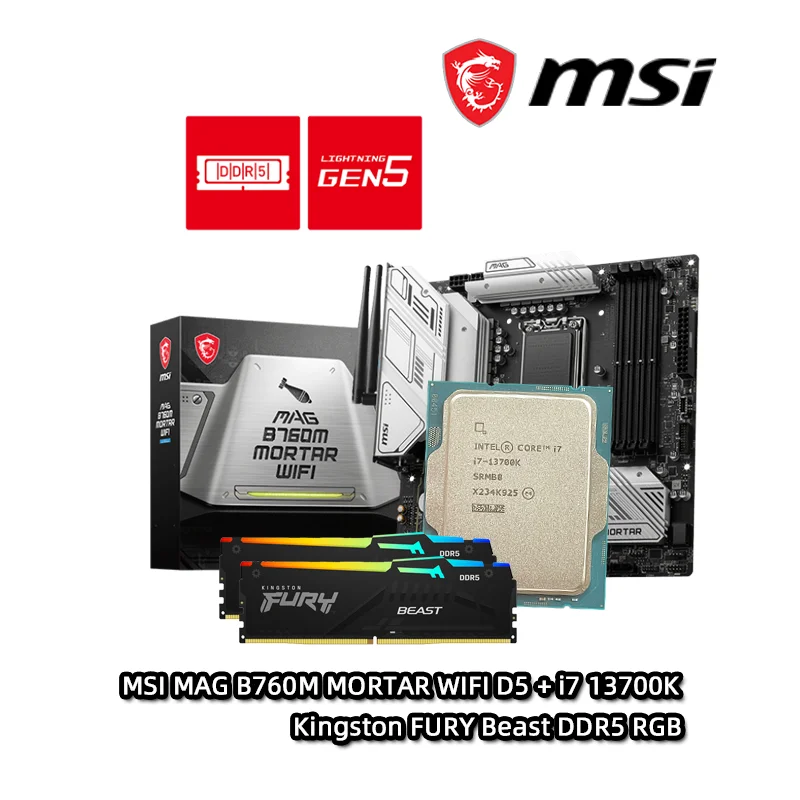 Intel Core i7 13700K CPU + MSI MAG B760M MORTAR WIFI D5 Motherboard ...