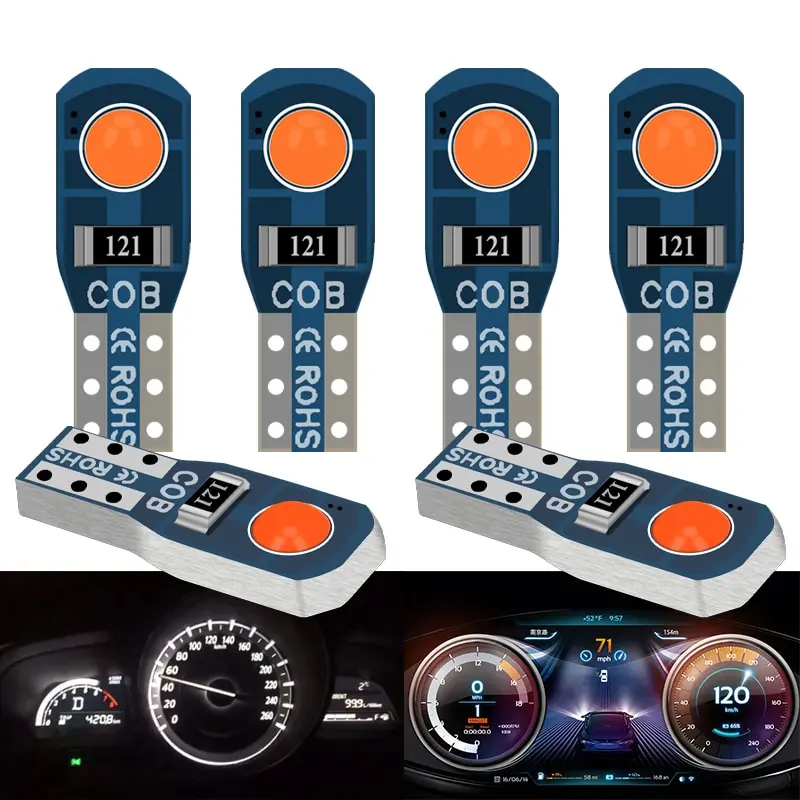 10PCS-T5-W3W-Bulb-COB-2SMD-Car-Interior-Lights-Super-Bright-Dashboard-Warning-Indicator-12V ...