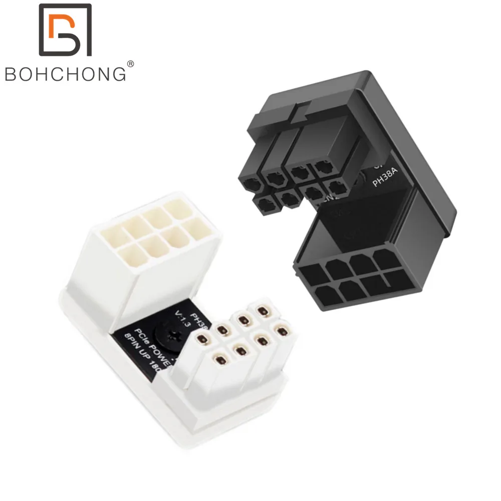 Black 4.2mm White 8Pin PCI-E GPU 180 degree Angled Power Adapter ...