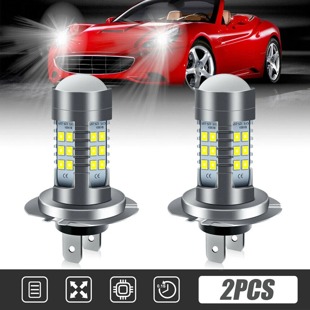 2pcs-H7-LED-Headlight-Bulb-Kit-High-Low-Beam-Super-Bright-6000K-White ...