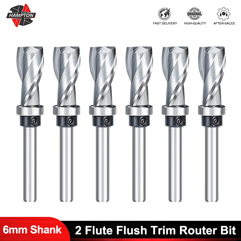 HAMPTON-2-Flute-Flush-Trim-Router-Bit-6mm-Shank-Sloting-Milling-Cutter ...