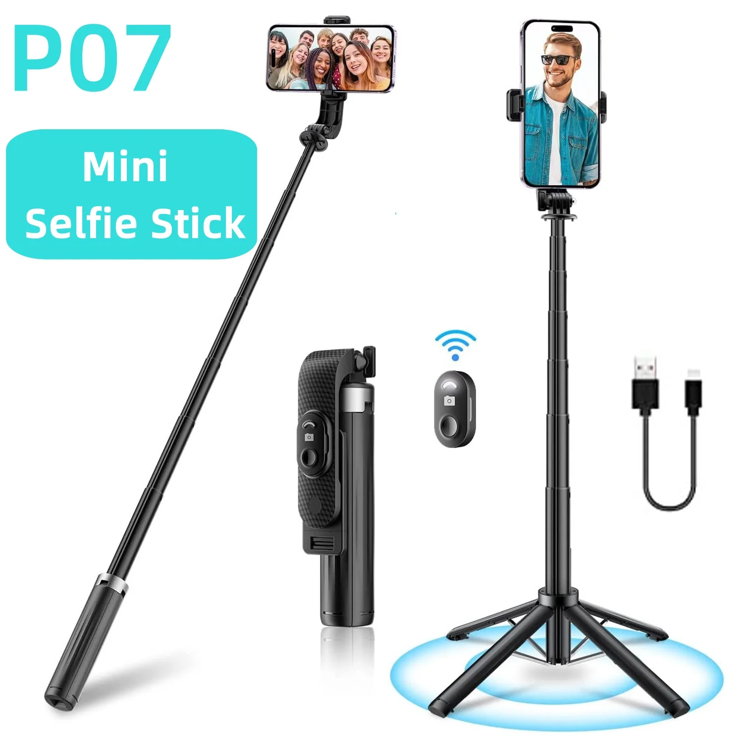 P07-Aluminum-Alloy-Selfie-Stick-Tripod-Extendable-Elfie-Stick-Phone ...