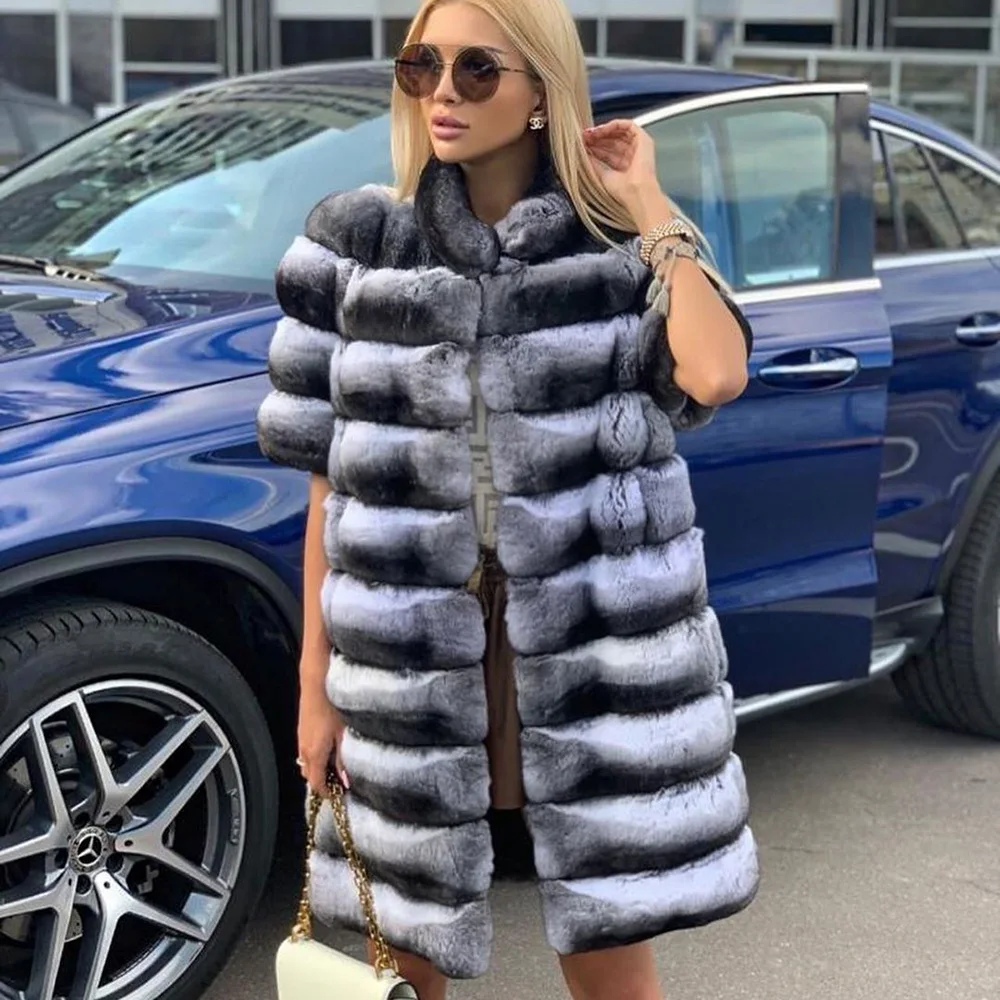 Arlenesain 2022 Custom Real Chinchilla Dark Grey Color Long Coat - Real ...