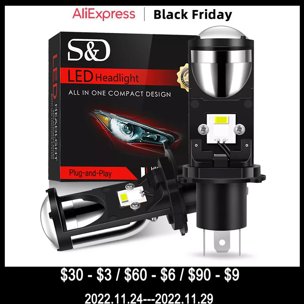 1pc 20000lm H4 Led Projector Headlight Rhd Lhd Lens Auto Bulb Csp H4 ...