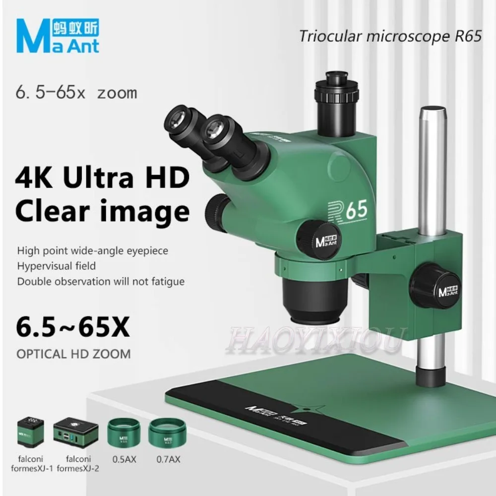 MAANT-R65-Triocular-Stereo-Microscope-6-5-65X-HD-Zoom-Adjustable-for ...