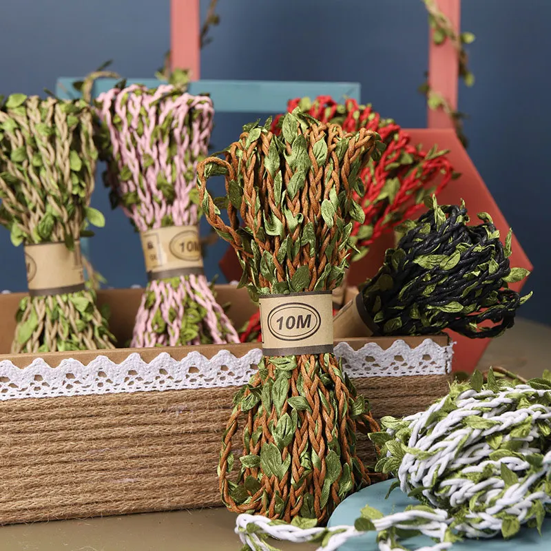 10M-Roll-Burlap-Leaf-Ribbon-Natural-Jute-Vine-Rope-Twine-with ...