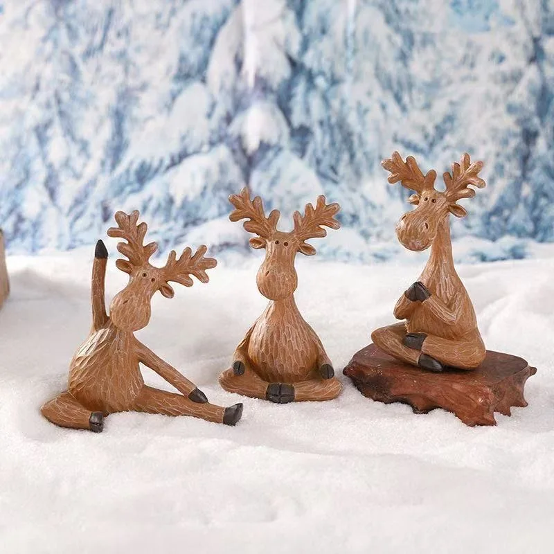 Creative Resin Elk Gift Hand-painted Sculpture Ornament Office Desktop ...