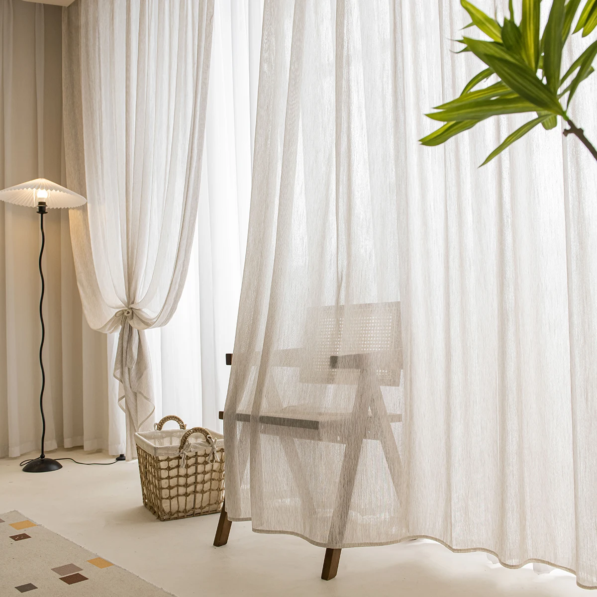 1pc-Pure-Color-Transparent-Gauze-Curtain-Simple-Imitation-Hemp-Sheer ...