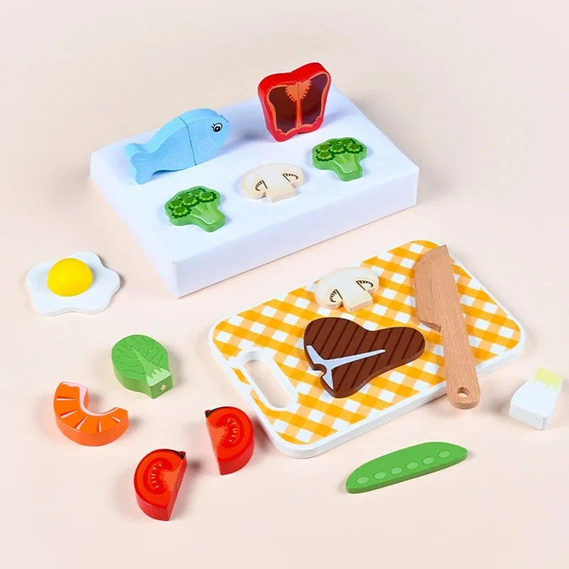 Simulation-Kitchen-Pretend-Play-Toy-Wooden-Cutting-Food-Toy-Vegetable ...