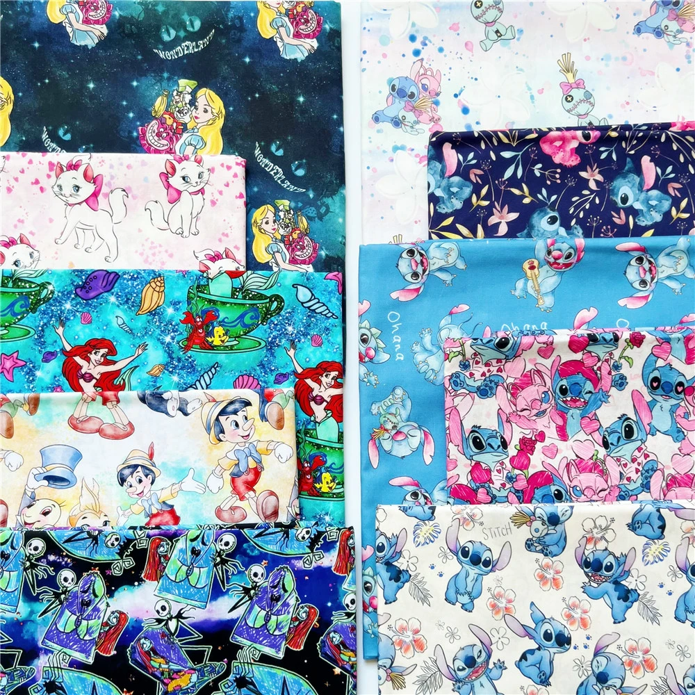 Cotton Disney Alice Lilo&Stitch Fabric For Sewing Clothes Dress ...