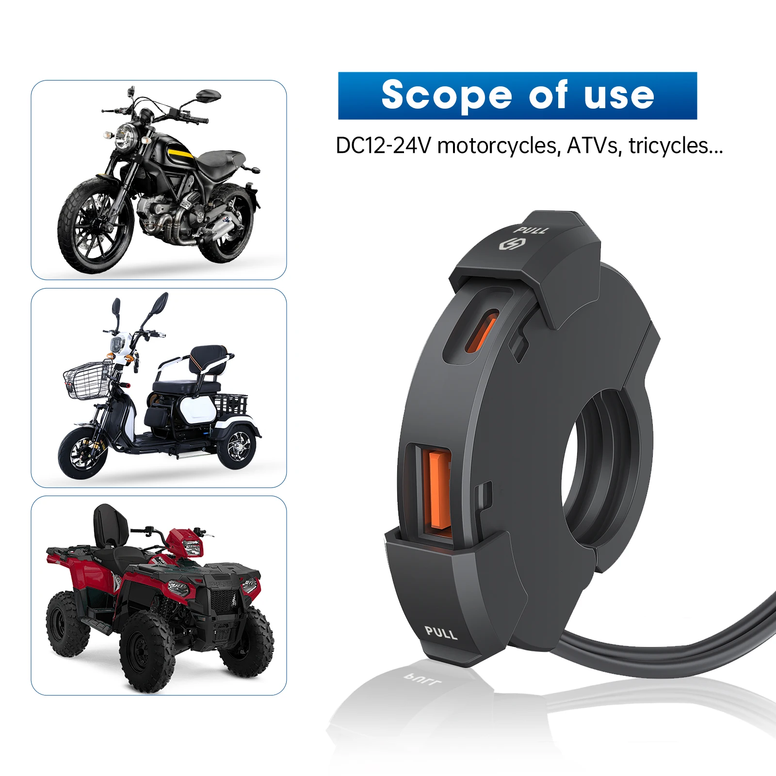 Waterproof-Motorcycle-Handlebar-USB-Charger-Moto-QC-3-0-Type-C-Quick ...