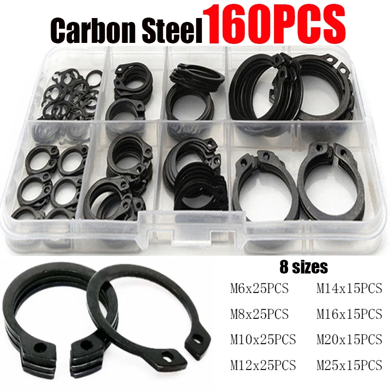 100-160-200Pcs-External-Retaining-Circlips-C-clip-Washers-Retaining ...