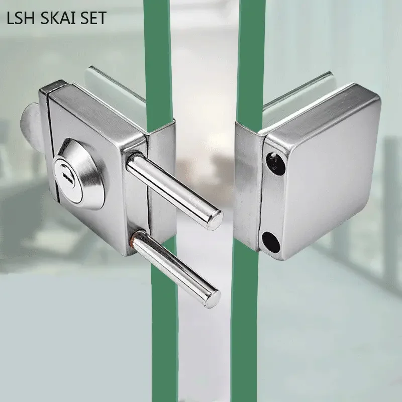 Square Stainless Steel Glass Door Lock U-lock Double Bolt Office ...