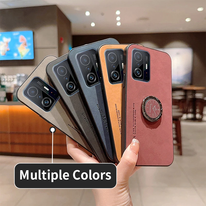 For-Xiaomi11-SheepSkin-Leather-Ring-Holder-Phone-Case-For-Xiaomi-Mi-11 ...
