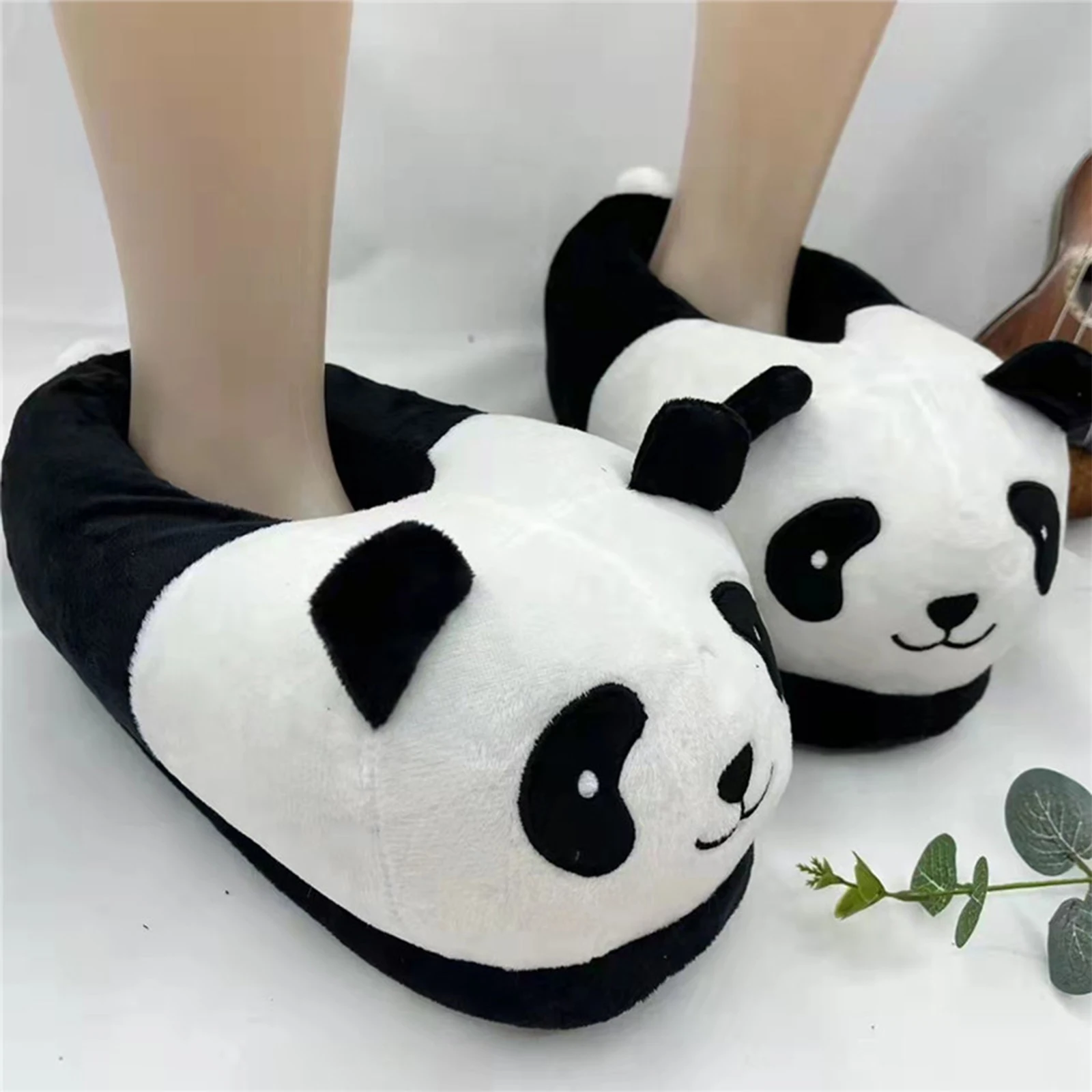 Adult Unisex Cartoon Panda Slippers Cute Plush Slippers Winter Indoor ...