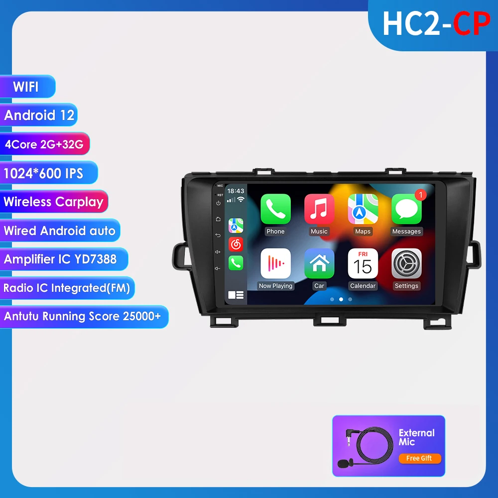 32G 2DIN Auto Android Player for Toyota Prius XW30 3 2009 2015 Car ...