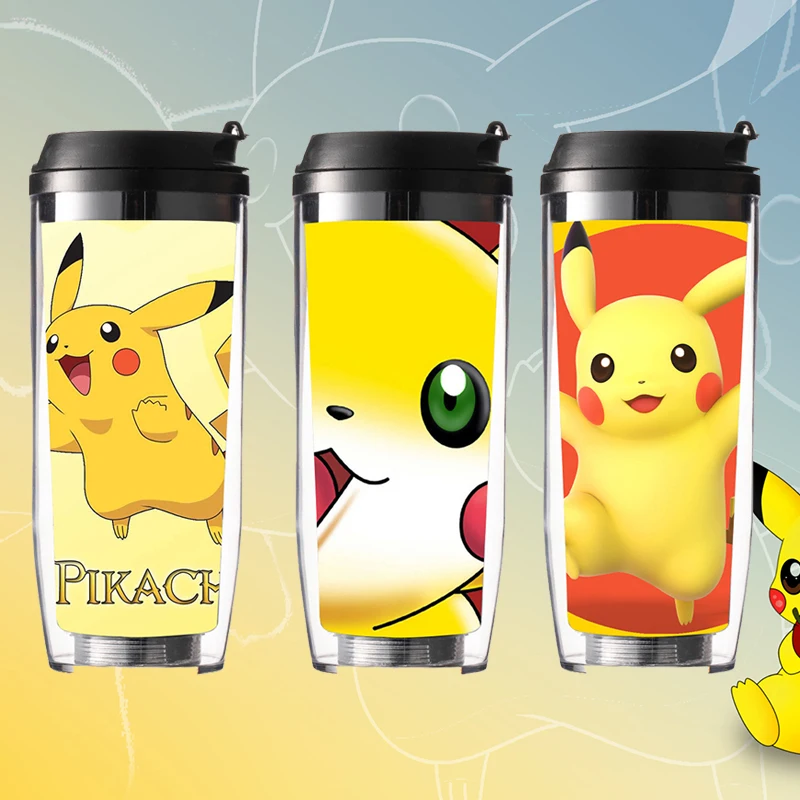 Pokemon-Pikachu-Straw-Cup-for-Women-Men-Anime-Cosplay-350ml-Double ...