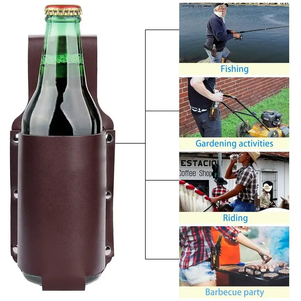 Leather Beer Bottle Waist Holster Portable Beer Belt Bag Handy Wine ...