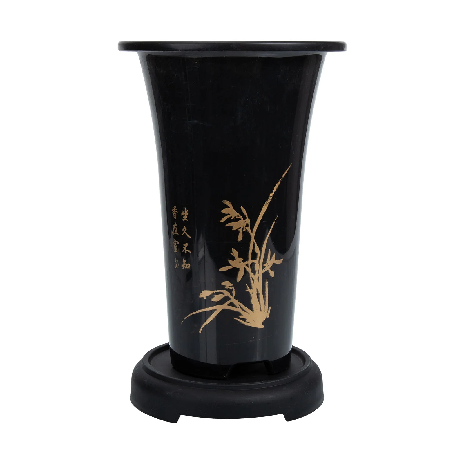 Tall-Round-Black-Planters-Plastic-Flower-Pot-Resin-Tray-Indoor-Plant ...