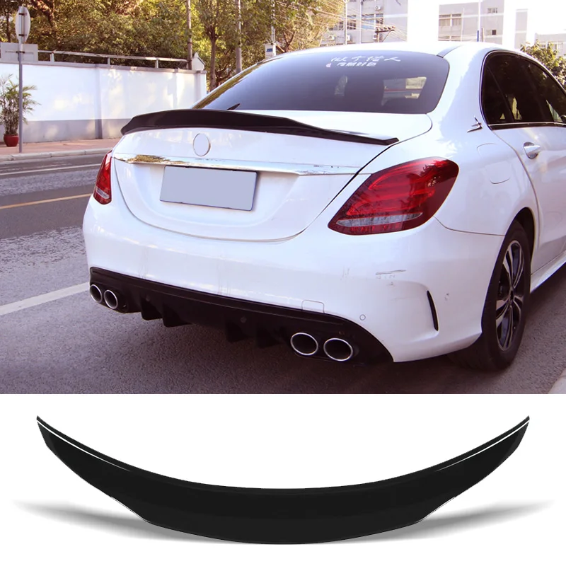 Glossy Black Spoiler for Benz W205 C260 Sedan C-class 4 Door C43 C63 AMG Rear Ducktail Wing ...