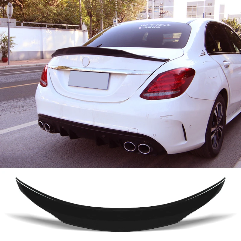 Glossy Black Spoiler For Benz W205 C260 Coupe C-class 4 Door C43 C63 Amg Rear Ducktail Wing ...