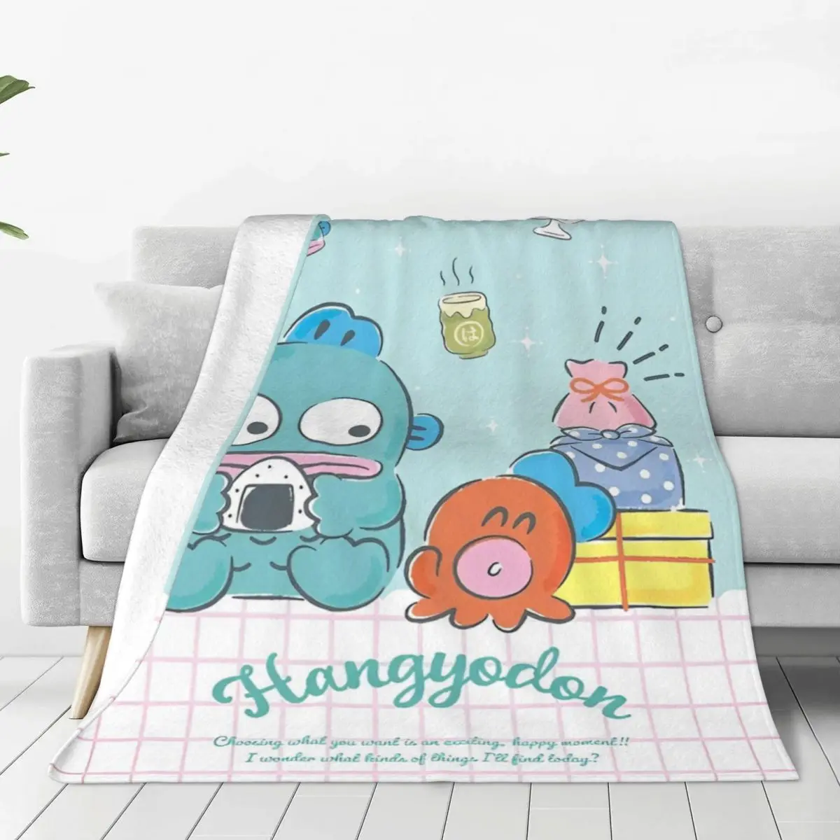 Hangyodon-Sayuri-Sushi-Eating-Cartoon-Coral-Fleece-Plush-Throw-Blanket ...