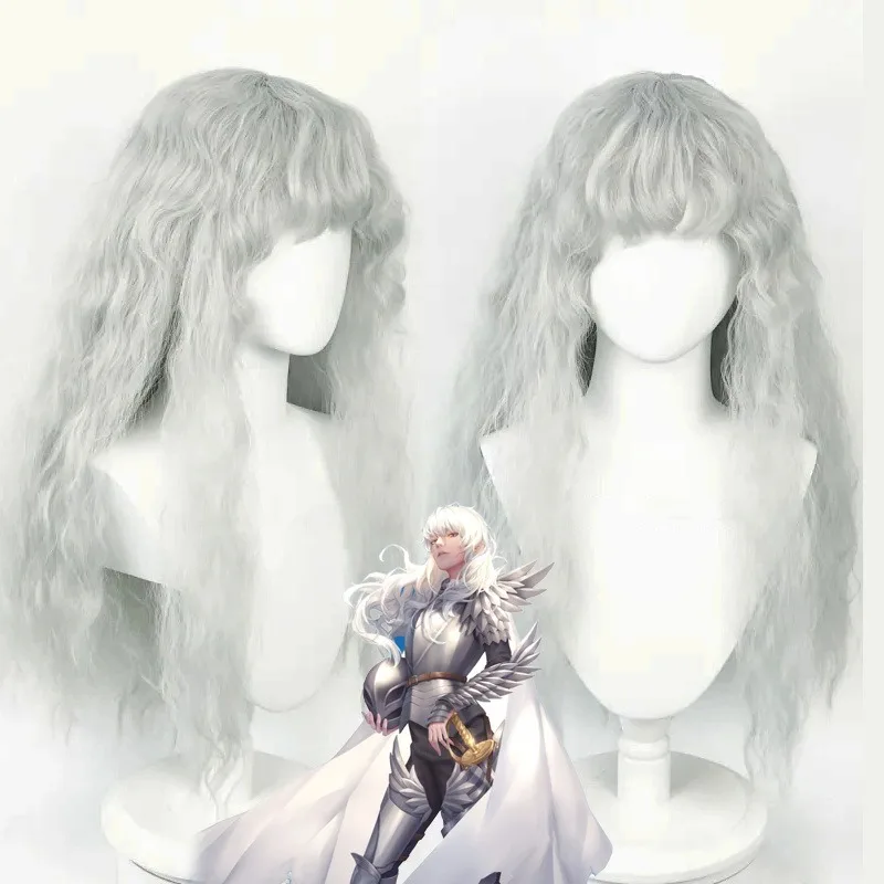 Anime Game Berserk Cosplay Wig Griffith Silver Gray Curly Simulated ...