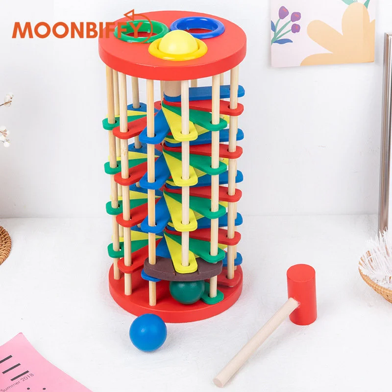 Children-Hand-Eye-Coordination-Training-Wood-Toys-Roll-Wood-Tower-with-Hammer-Knock-Games-Knock ...