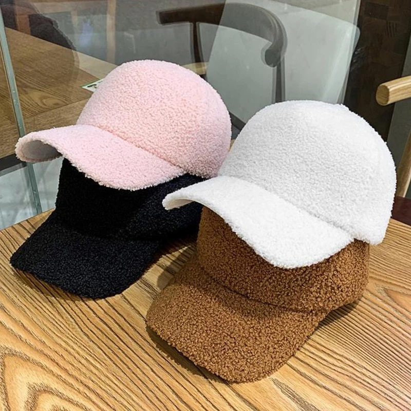 Women Lamb Wool Baseball Cap | Baseball Cap Girls | Winter Womens Caps ...
