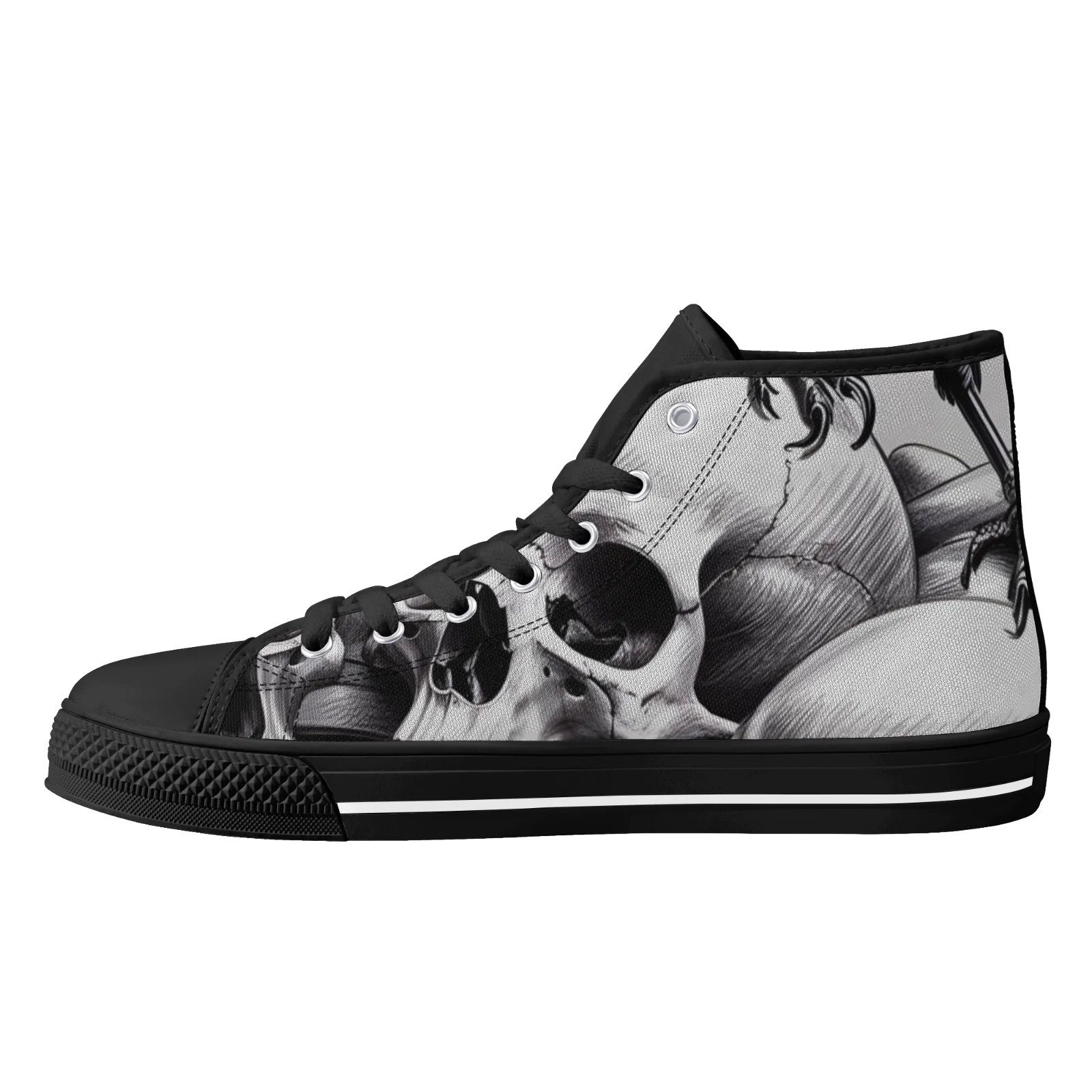 Custom Shoes Canvas Shoes Skeleton Gothic Skull Prints Classic High Top ...