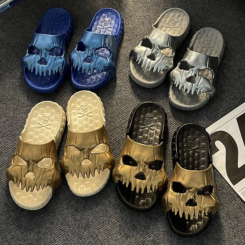 New-Personalized-Skull-Design-Men-Slippers-2024-Summer-Outdoor-Fun ...
