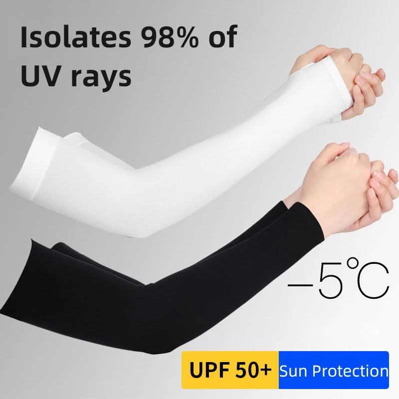 UV-Protection-Arm-Sleeves-Women-Men-Cycling-Driving-Fingerless-Gloves ...
