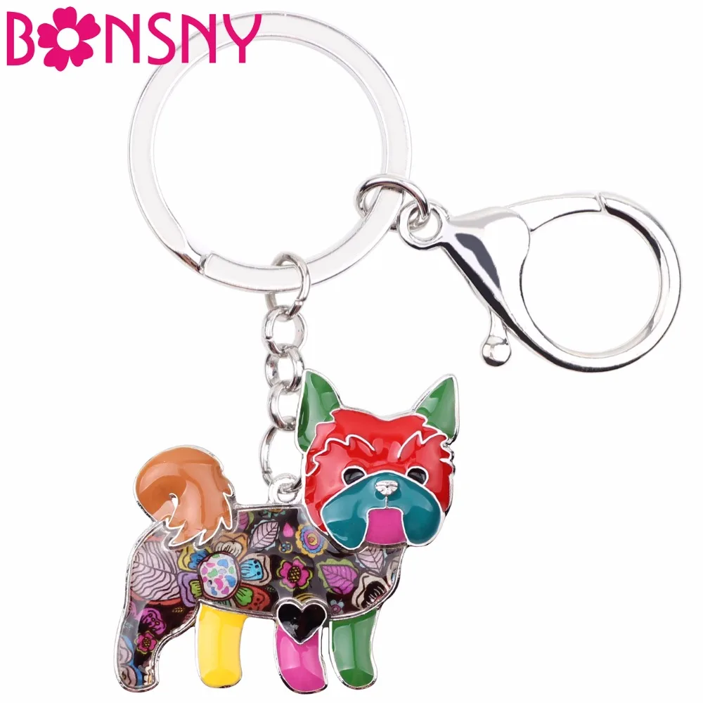 Bonsny-Enamel-Yorkie-Yorkshire-Dog-Key-Chain-Keychains-Rings-Animal ...