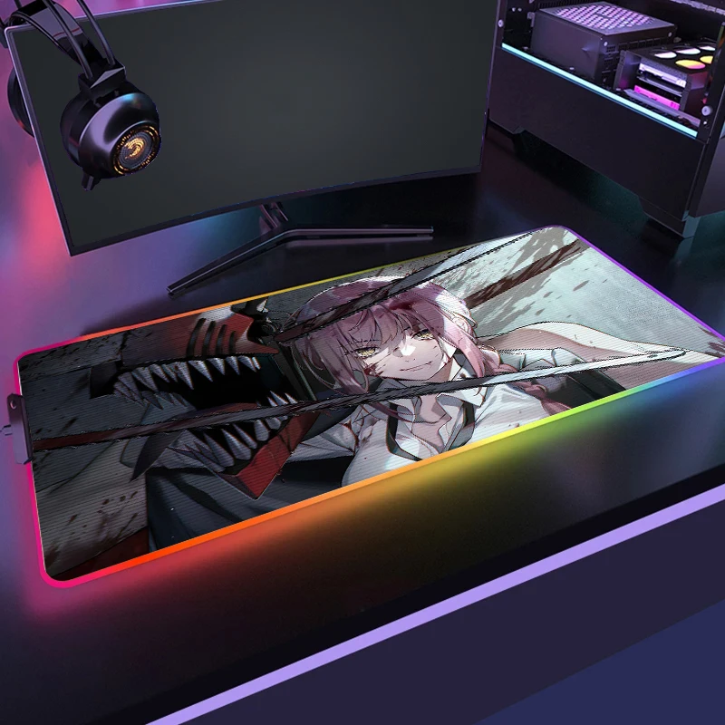 Erweiterte Pad Anime Maus Matte Computer Kettensäge Mann RGB Mauspad ...