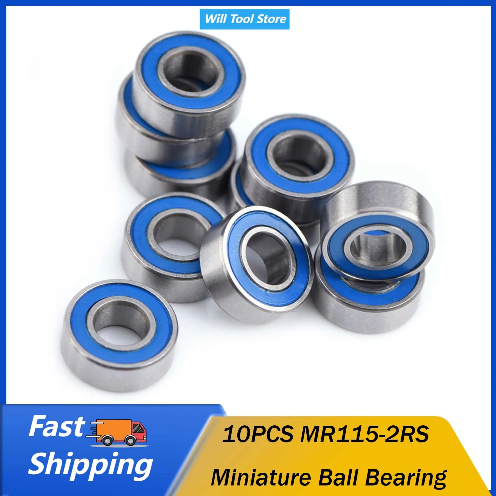 MR115-2RS Bearing Steel Double shielded Miniature Ball Bearings ...
