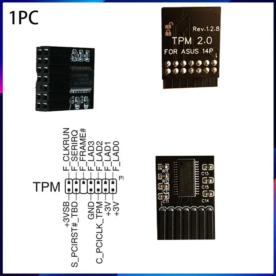 1PC-TPM-2-0-Security-Module-For-ASUS-Motherboard-14-Pin-LPC-Card ...