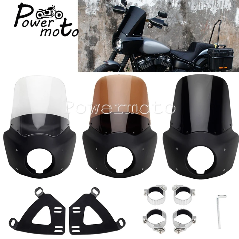 Motorcycle-Vented-Windshield-Club-Style-Front-Headlight-Fairing-Cowl ...