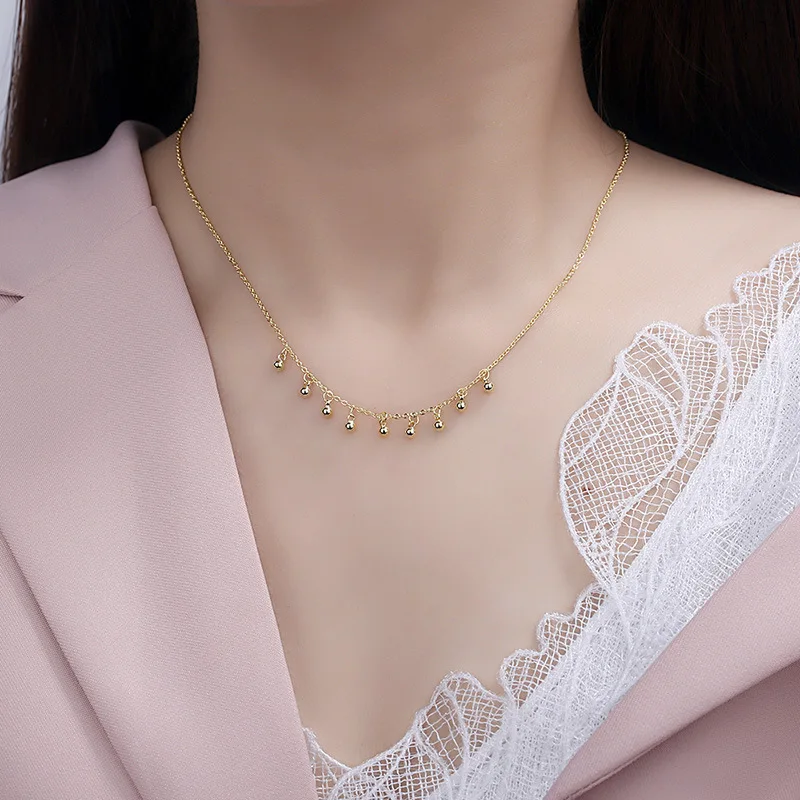 925-Sterling-Silver-Round-Bead-Necklace-Korean-Version-Temperament ...