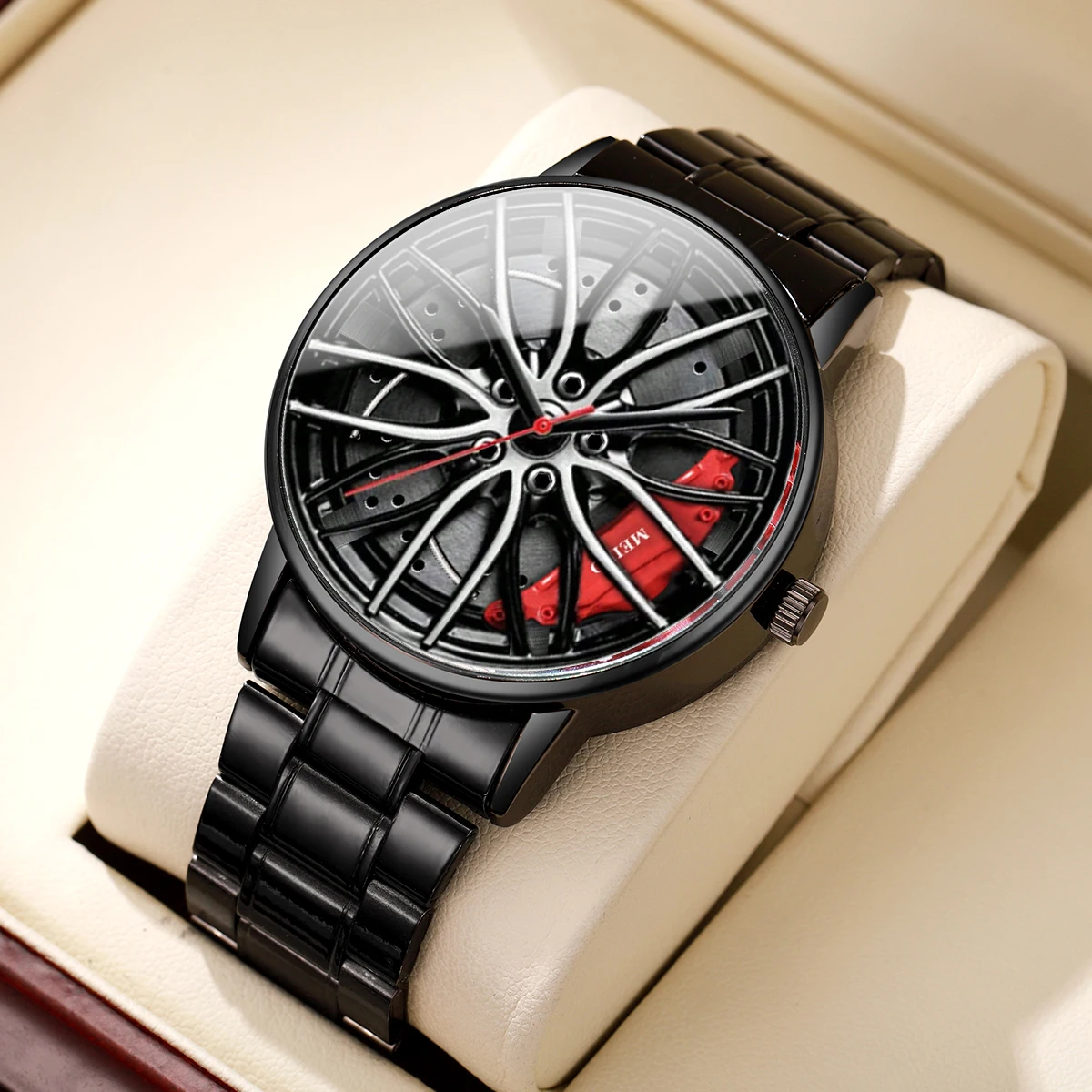 Fashion 3d Car Wheel Men Sports Watch Stainless Steel Band Men Business ...