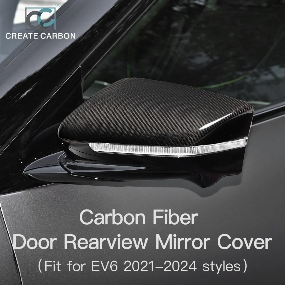 Real-Carbon-Fiber-Side-Door-Rearview-Mirror-Guard-Cover-for-KIA-EV6 ...