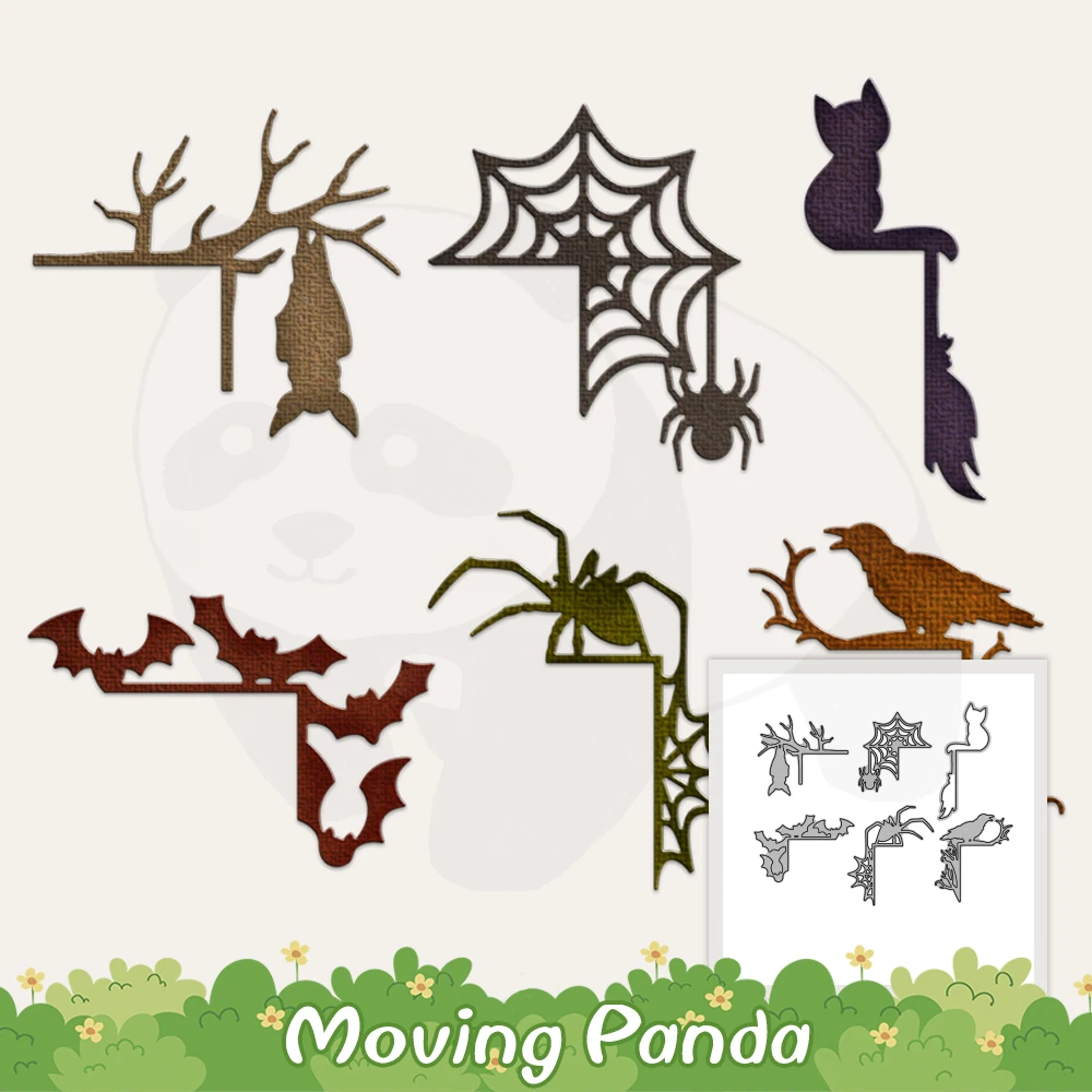 2022 Halloween Metal Cutting Dies Spider Bat Cat And Crow Embossed ...